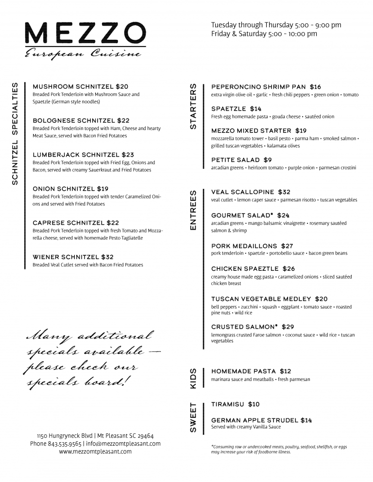 Mezzo European Cuisine – International Cuisine with European Flair